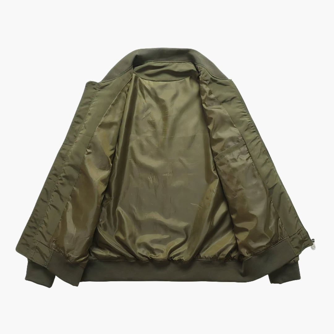 Men's zip-up bomber jacket - ribbed cuffs and hem - zippered pocket on ...