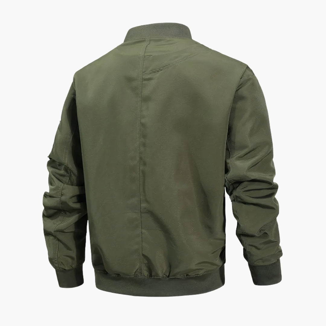 Men's zip-up bomber jacket - ribbed cuffs and hem - zippered pocket on ...