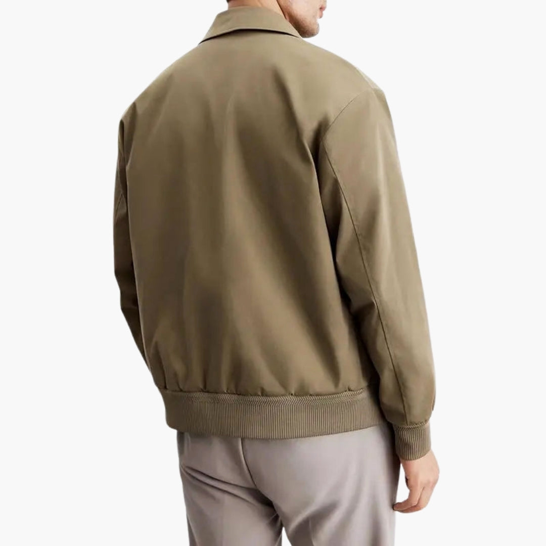 Men's bomber jacket with fold-down collar - zip closure - ribbed cuffs ...
