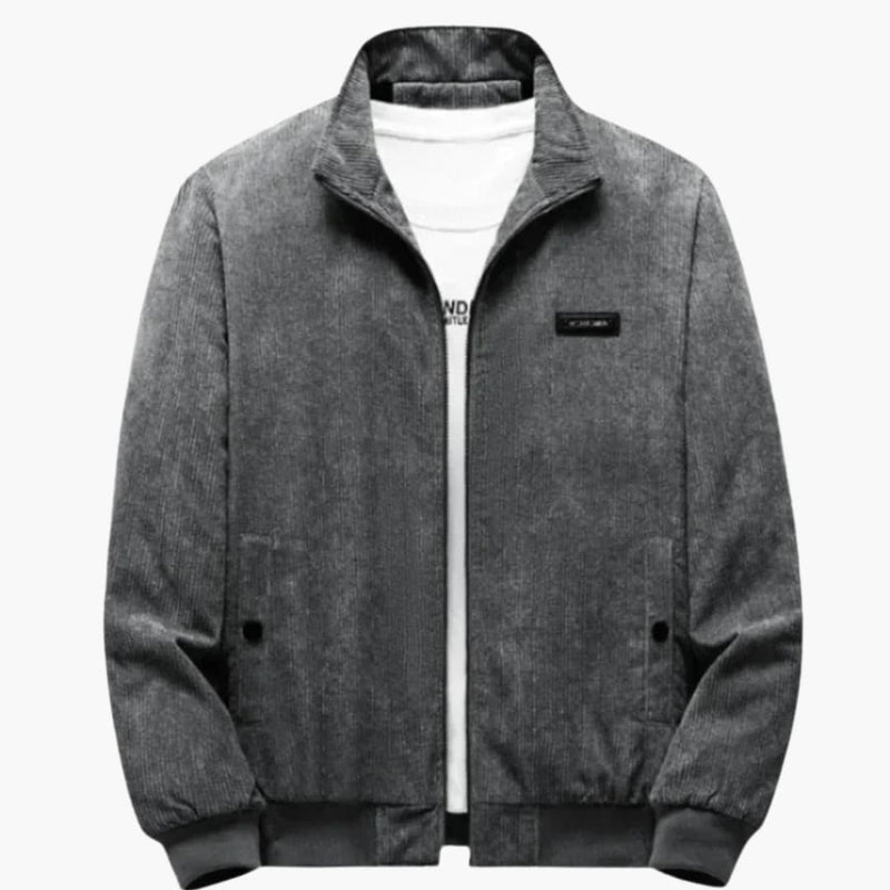 Bomber jacket for men in corduroy - stand-up collar - zip closure ...