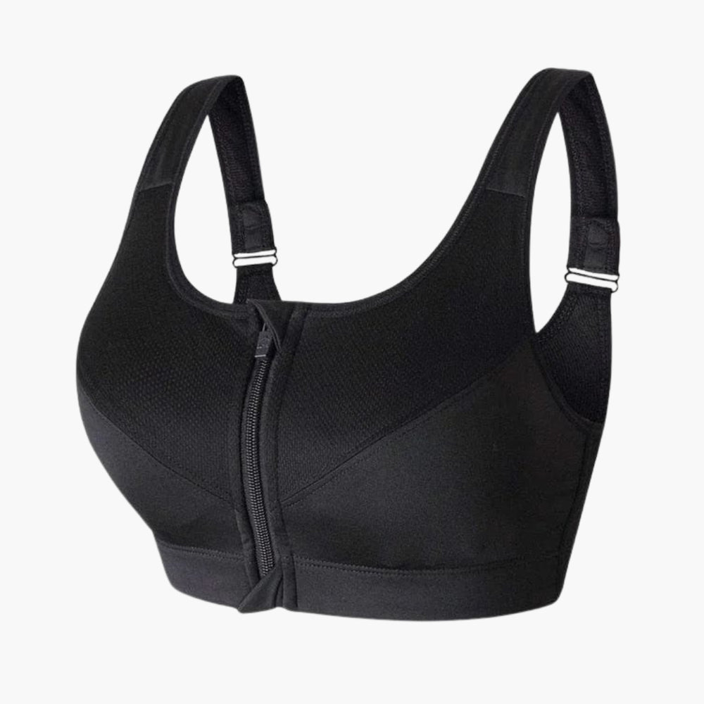Plus size women's sports bra - front zipper - adjustable wide straps ...