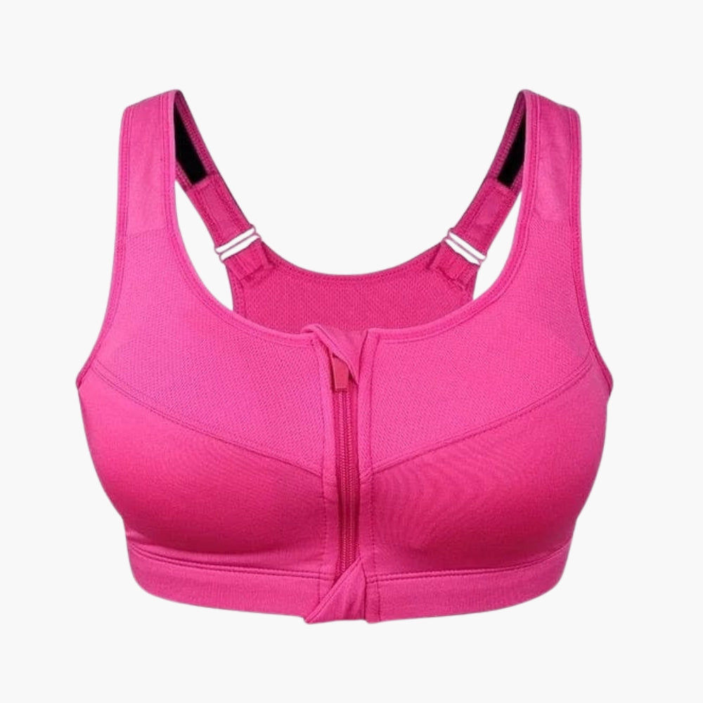Plus size women's sports bra - front zipper - adjustable wide straps ...