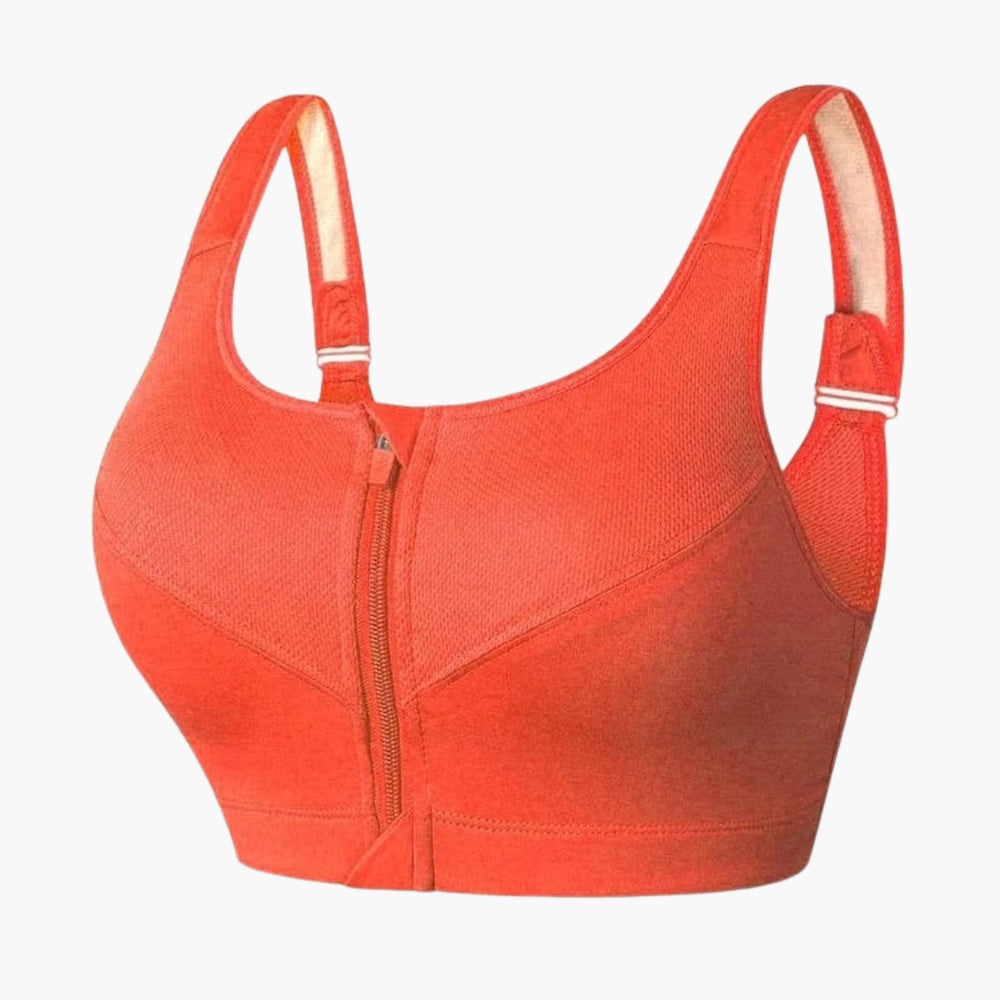 Plus size women's sports bra - front zipper - adjustable wide straps ...