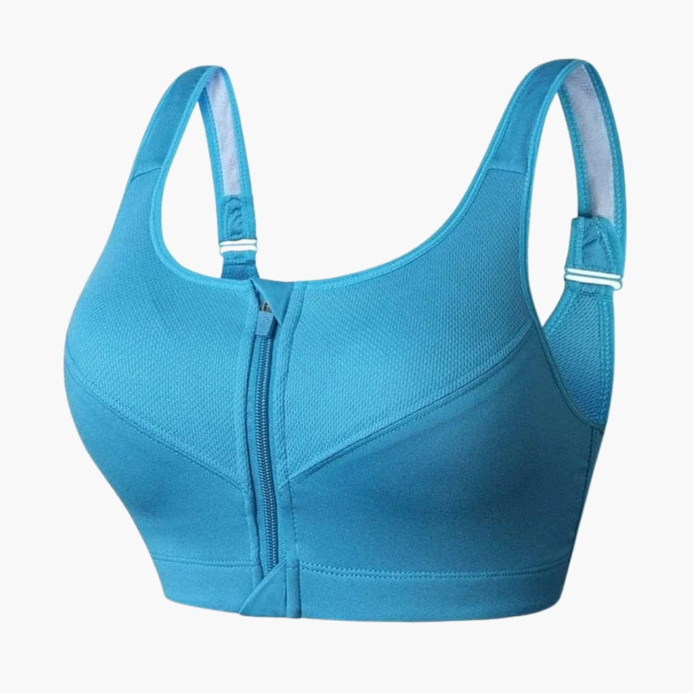 Plus size women's sports bra - front zipper - adjustable wide straps ...
