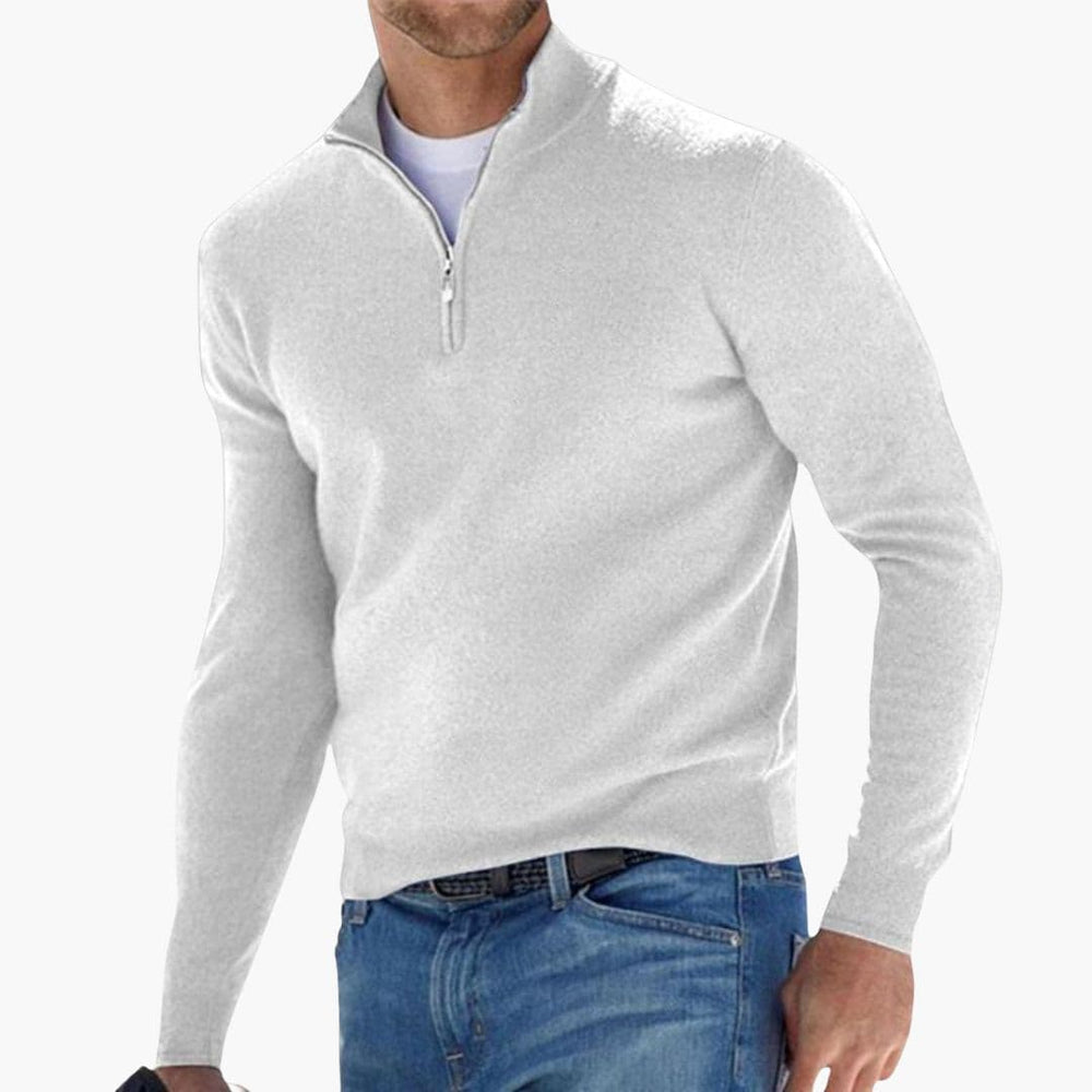 Men's half-zip sweatshirt - stand-up collar - ribbed cuffs - long ...