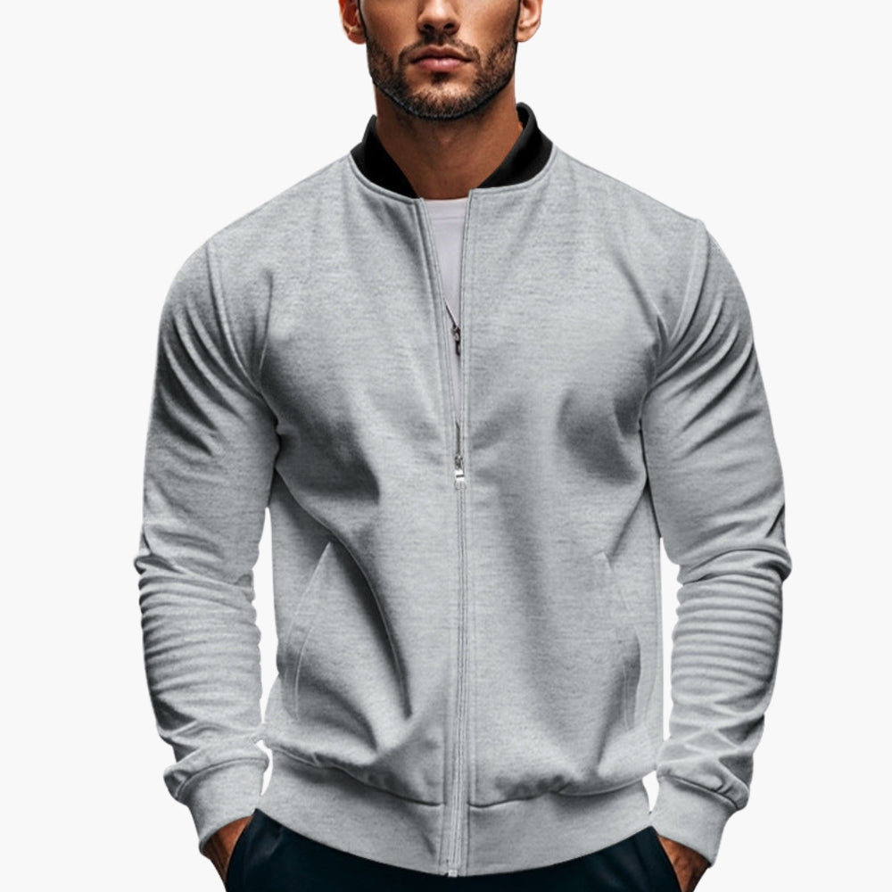 Chaqueta deportiva para hombre con cremallera - cuello acanalado ...