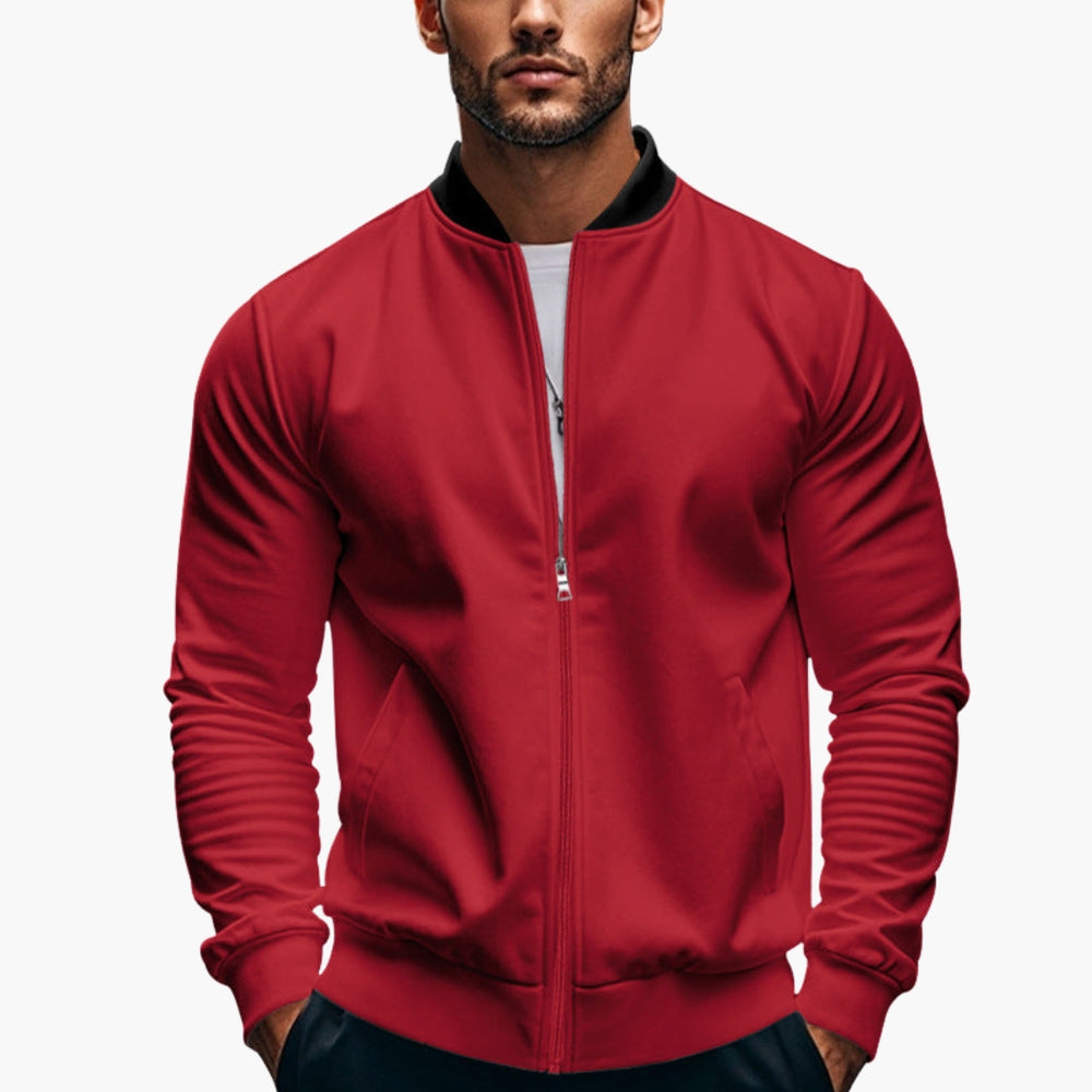 Chaqueta deportiva para hombre con cremallera - cuello acanalado ...
