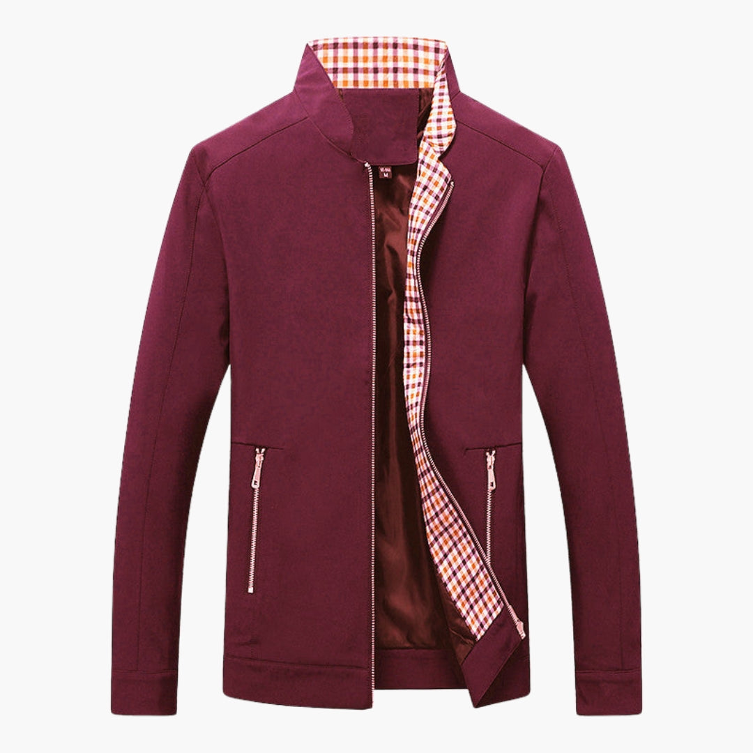 Men's mid-season jacket - stand-up collar - zip closure - zippered side ...